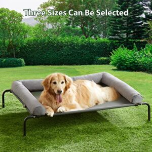 RRPETHOME Large Elevated Cooling Dog Bed,Raised Dog Cots Beds for Large Dogs,Outdoor Dog Bed for Large Dogs,Chew Proof Portable Cooling Pet Cot Skid-Resistant Feet,Frame with Breathable Mesh