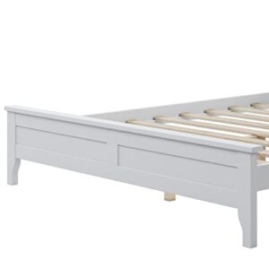 SECOLI Wooden Full Bed Frame Modern White Solid Wood Full Platform Bed