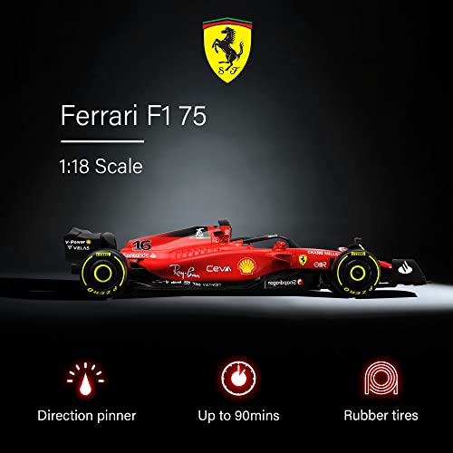 Voltz Toys Authentic 1:18 Scale Licensed Ferrari F1 75 Remote Control Car - Super Racing Collection for Kids and Adults - 2.4GHz RC Car for Gift