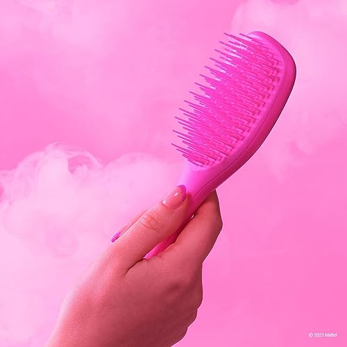 Tangle Teezer x Barbie The Mini Ultimate Detangling Brush, Dry and Wet Hair Brush Detangler for Traveling and Small Hands, Totally Pink