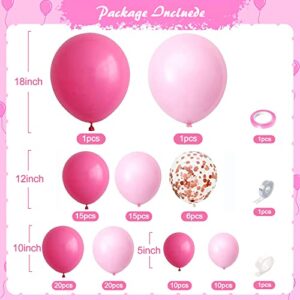 Pink Balloons Garland Arch Kit, Hot Pink Barbie Balloons, Pastel Pink Balloons Decorations for Baby Shower, Wedding, Anniversary, Valentines Day, Princess Birthday Party, Mothers Day