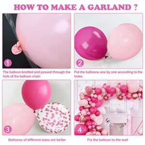 Pink Balloons Garland Arch Kit, Hot Pink Barbie Balloons, Pastel Pink Balloons Decorations for Baby Shower, Wedding, Anniversary, Valentines Day, Princess Birthday Party, Mothers Day