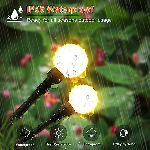 Solar Outdoor Garden Lights, 4-Pack 32 LED Solar Outside Firefly Lights with 2 Lighting Modes, Waterproof Swaying Solar Powered Lights for Pathway Yard Christmas Landscape Patio Decoration, Warm White