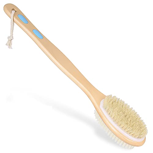 Shower Brush with Soft and Stiff Bristles, Long Handle Back Brush Dual-Sided, Wet & Dry Brush for Cellulite and Lymphatic