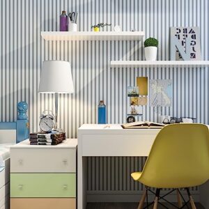 Striped Wallpaper Peel and Stick Wallpaper Boho Contact Paper for Cabinets Grey and White Wallpaper Line Modern Wallpaper for Bedroom Self-Adhesive Removable Wallpaper Boy Room Shelf Liner 17.3“×78.7”