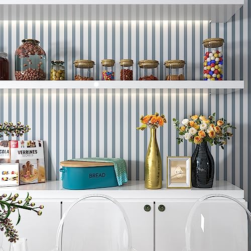 Striped Wallpaper Peel and Stick Wallpaper Boho Contact Paper for Cabinets Grey and White Wallpaper Line Modern Wallpaper for Bedroom Self-Adhesive Removable Wallpaper Boy Room Shelf Liner 17.3“×78.7”