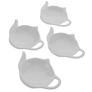 zerodeko 4pcs ceramic tea bag saucer teapot shape teabag coaster tea bag holder spoon rests snack storage tray wasabi seasoning dish for tea bag for for soy sauce dessert white