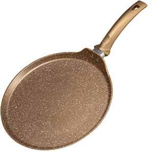 innerwell nonstick crepe pan, granite coating flat skillet dosa tawa tortilla pan, 10 inch pancake griddle roti pan with stay-cool handle, induction compatible, pfoa free