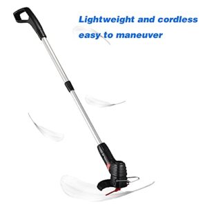 Electric Lawn Mower Cordless, Mowing Machine Rechargeable,Handheld Portable Lightweight,Trimmer Electric Mower Weed Eater with 4 Plastic Blades & 1 Stainless Steel Blade