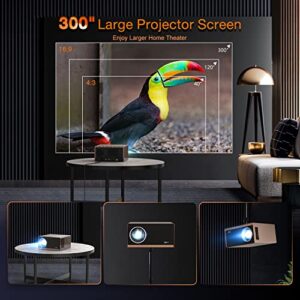 Projector with 5G WiFi and Bluetooth, 16000L 550 ANSI Native 1080P 4K Supported Movie Projector, Outdoor Projector for Home Theater, Compatible with iOS/Android/Windows/TV Stick/HDMI/Phone/PC