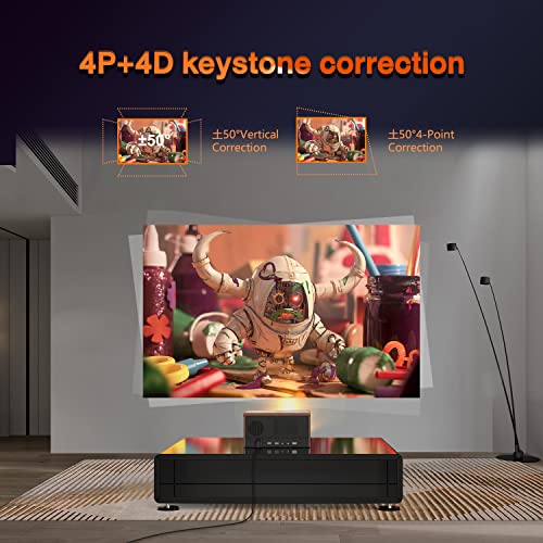 Projector with 5G WiFi and Bluetooth, 16000L 550 ANSI Native 1080P 4K Supported Movie Projector, Outdoor Projector for Home Theater, Compatible with iOS/Android/Windows/TV Stick/HDMI/Phone/PC