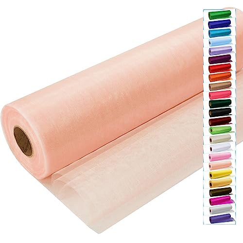 Blush Tulle Crystal Organza Fabric Rolls 12 Inch by 50 Yards (150 feet) Sheer Fabric for DIY Tutu Bow Baby Shower Birthday Party Wedding Decorations Christmas Craft Supplies