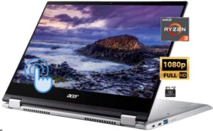 acer 2023 flagship x360 chromebook 14/'' fhd ips touchscreen spin 514 2-in-1 convertible,amd ryzen 3 3250c (upto 3.5 ghz),8gb ram,128gb emmc,wifi,long battery,chrome os+hubxcelaccessory,silver