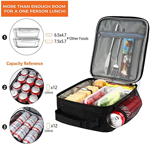 LESENTA Lunch Box for Men Women Adult-Small Insulated Lunch Bag for Office Hiking - Portable Reusable Lunch Box