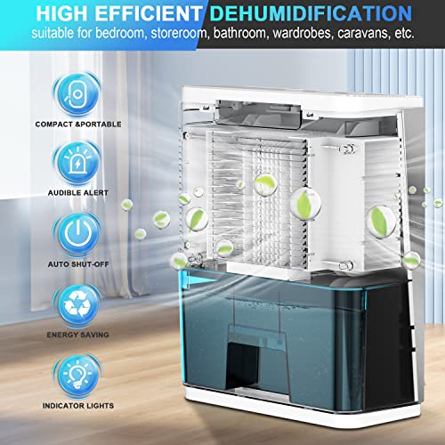 MORFY Dehumidifiers for Room, 85 OZ Water Tank (700 sq.ft) Dehumidifiers for Home Bathroom, Bedroom with Auto Shut Off and Drain Hose, Small Dehumidifier Quiet for Wardrobe,Closet,Trailer,RV