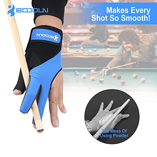 Lion helper Billiard Pool Gloves for Left Hand 3 Finger, Splicing Process, Snooker Cue Sport Glove Popular Sizes for Men & Women (Blue, M)