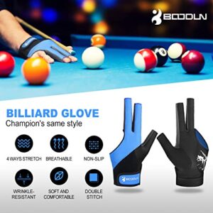 Lion helper Billiard Pool Gloves for Left Hand 3 Finger, Splicing Process, Snooker Cue Sport Glove Popular Sizes for Men & Women (Blue, M)