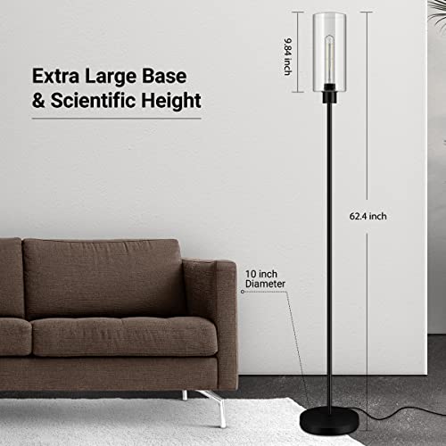 BoostArea Floor Lamp for Living Room, Modern Standing Lamp Stand Up Lamp with Glass Lampshade, 4W Bulb Included, Pole Lamp Tall Lamps for Bedroom, Living Room, Office, Kids Room, Reading