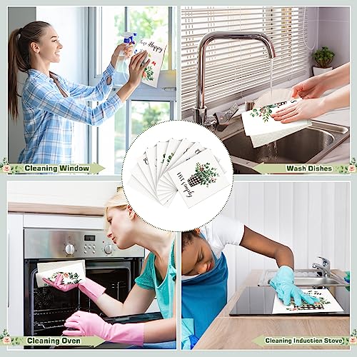 Norme 9 Pcs Swedish Kitchen Dishcloths Eucalyptus Leaves Dishcloth Swedish Dish Towels 8x7 Inch Decorative Kitchen Dishcloth Reusable Dishcloth Absorbent Drying Hand Towel