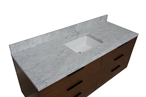 Kitchen Bath Collection Oslo 60-inch Floating Single Bathroom Vanity (Carrara/Walnut): Includes Walnut Cabinet with Authentic Italian Carrara Marble Countertop and White Ceramic Sink