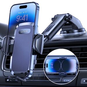 lotuny universal phone mount for car, [powerful suction] hands-free cell phone holder car, phone holder for car dashboard windshield air vent, compatible with iphone 14 13 12 11 pro max all phones