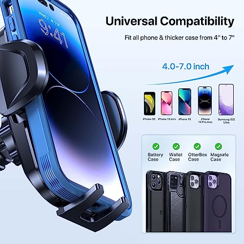 LOTUNY Universal Phone Mount for Car, [Powerful Suction] Hands-Free Cell Phone Holder Car, Phone Holder for Car Dashboard Windshield Air Vent, Compatible with iPhone 14 13 12 11 Pro Max All Phones