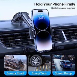 LOTUNY Universal Phone Mount for Car, [Powerful Suction] Hands-Free Cell Phone Holder Car, Phone Holder for Car Dashboard Windshield Air Vent, Compatible with iPhone 14 13 12 11 Pro Max All Phones