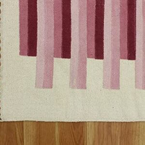 Casavani Hand Block Printed Boho Area Rug Hand Made Striped Tassel Rug Cotton Easy Washable Rugs Floor Carpet for Doormat Entryway Living Room Bedroom Hallway Balcony 10x16 Feet