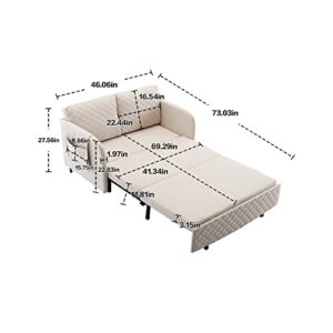 UFINEGO Sleeper Sofa Bed with Pull Out Couch Bed, Upholstery Linen Loveseat Sofa Couch, Modern Pull Out Couch with Under Bed Storage, 2 Pillows & Side Pocket for Living Room Apartment