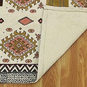 Casavani Beige, Black Tribal Cotton Hand Made Rug, Home Decorative Bohemian Kilim Rug Hand Woven Rag Rug Entryway for Living Room Laundry Room Dormat Bed Room Bathroom 4x10 Feet Runner