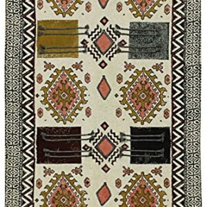 Casavani Beige, Black Tribal Cotton Hand Made Rug, Home Decorative Bohemian Kilim Rug Hand Woven Rag Rug Entryway for Living Room Laundry Room Dormat Bed Room Bathroom 4x10 Feet Runner