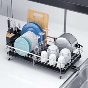 dish drying rack, dish racks for kitchen counter, large dish drying rack with drainboard,dish drainers for kitchen counter, anti-rust kitchen drying rack, stainless steel expandable dish drying rack