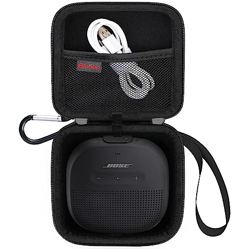 Elonbo Carrying Case for Bose SoundLink Micro Bluetooth Speaker, Small Portable Waterproof Speaker Travel Protective Bag Storage Cover, Mesh Pocket Fits Included Micro-USB Cable. Black