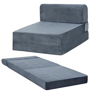 xiecuva convertible sofa bed, folding sofa bed, modern lounge chair with soft cushions, characteristic chairs in living room bedroom (6''*32''*70'', grey)