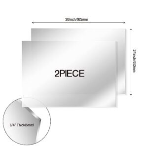 24"x36" Clear Acrylic Sheet Plexiglass 1/8" Thick 2PCs, Premium Plexiglass Sheets 24x36, Plexi Glass Perspex Panel, Plastic Sneeze Guard, 3mm Acrylic Board, Custom Cut Plexiglass, Large Acrylic Sign