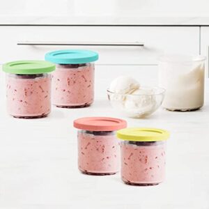 Ice Cream Pint Container Replacement for Ninja Creami Pints and Lids -16oz Cups Compatible with NC301 NC300 NC299AMZ Series Ice Cream Maker - Airtight Leak Proof Lids ，BPA-Free & Dishwasher Safe