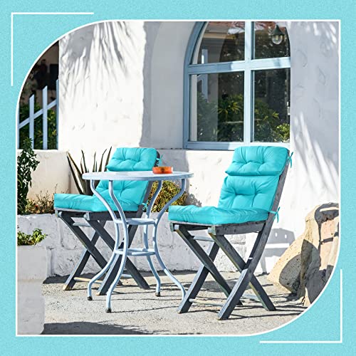 Geelin High Back Patio Chair Cushion Indoor Outdoor Seat Back Chair Cushions Tufted Patio Chair Cushions Waterproof Rocking Chair Pads All Weather Replacement Cushions for Outdoor Furniture (Blue, 4)