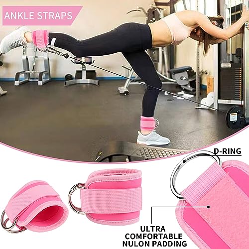 SINYWAY Barbell Pad Set, 11 Pcs Barbell Squat Pad for Hip Thrusts, Lunges, Leg day with 2 Gym Ankle Straps, 3 Hip Resistance Bands, 2 Lifting Strap, 2 Barbell Clip, Barbell Pad and Carry Bag