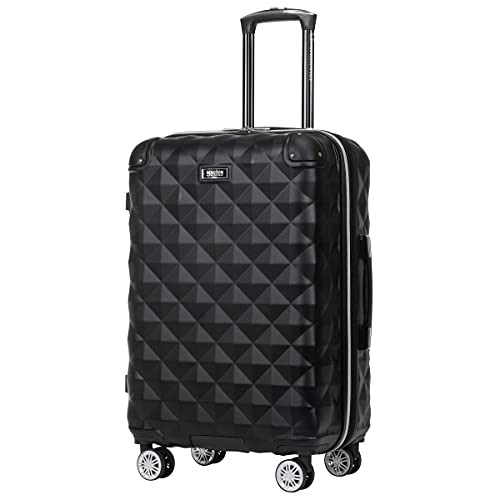 Kenneth Cole Reaction Diamond Tower Collection Lightweight Hardside Expandable 8-Wheel Spinner Travel Luggage, Black, 24-Inch Checked