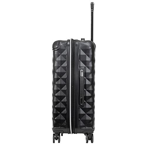 Kenneth Cole Reaction Diamond Tower Collection Lightweight Hardside Expandable 8-Wheel Spinner Travel Luggage, Black, 24-Inch Checked