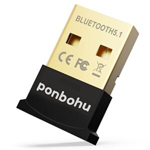 usb bluetooth adapter for pc receiver - ponbohu mini bluetooth 5.1 edr dongle transmitter for computer desktop transfer for laptop bluetooth headset speaker keyboard mouse printer windows11/10/8.1/8/7