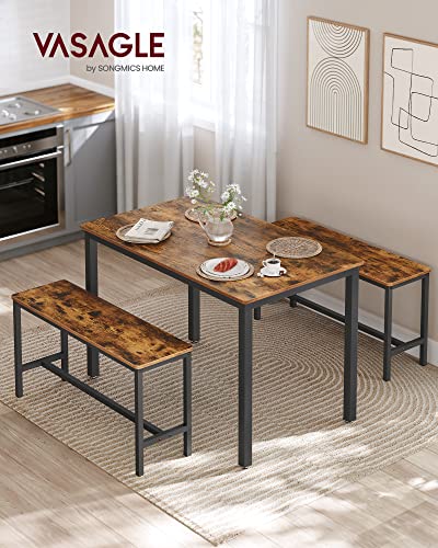 VASAGLE Dining Table Set, Bar Table, Kitchen Table Counter, Industrial, Black UKDT070B01 & Coffee Table for Living Room, 2-Tier Cocktail Table, Center Table Black ULCT61X