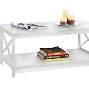 Convenience Concepts Oxford TV Stand, White & Oxford Coffee Table with Shelf, White