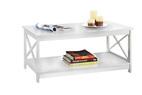 Convenience Concepts Oxford TV Stand, White & Oxford Coffee Table with Shelf, White