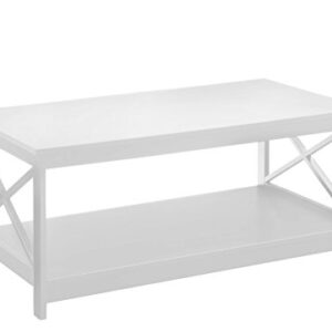 Convenience Concepts Oxford TV Stand, White & Oxford Coffee Table with Shelf, White