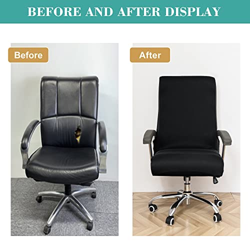 Jin Le Office Chair Cover- Medium, Black- Removable Computer Chair Cover for Office Chair with Zipper for Universal Rotating Chair Desk Chair Cover High Back Chair Seat Washable Protector for Pets