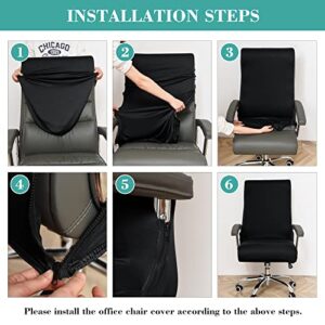 Jin Le Office Chair Cover- Medium, Black- Removable Computer Chair Cover for Office Chair with Zipper for Universal Rotating Chair Desk Chair Cover High Back Chair Seat Washable Protector for Pets