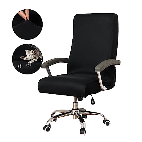 Jin Le Office Chair Cover- Medium, Black- Removable Computer Chair Cover for Office Chair with Zipper for Universal Rotating Chair Desk Chair Cover High Back Chair Seat Washable Protector for Pets