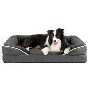 dogbaby dog beds for large medium dogs, washable medium dog bed, dog couch bed for comfortable sleep, orthopedic egg foam bolster dog bed with removable washable cover and nonskid bottom, pet bed