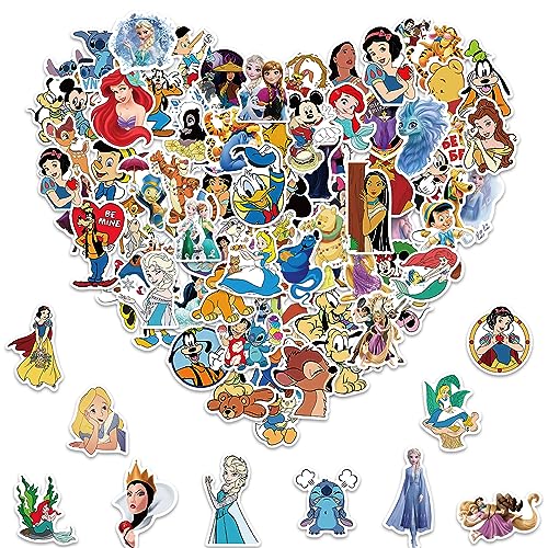 100PCS Kids Stickers Pack Princess Stickers Cute Cartoon Characters Stickers for Kids Teens Waterproof Vinyl Princess Stickers for Water Bottle Gift Stickers Kids Stickers Toy Stickers DIY Stickers